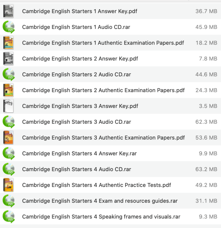 Tải Cambridge English Starters Pdf Audio Key (4 Levels)