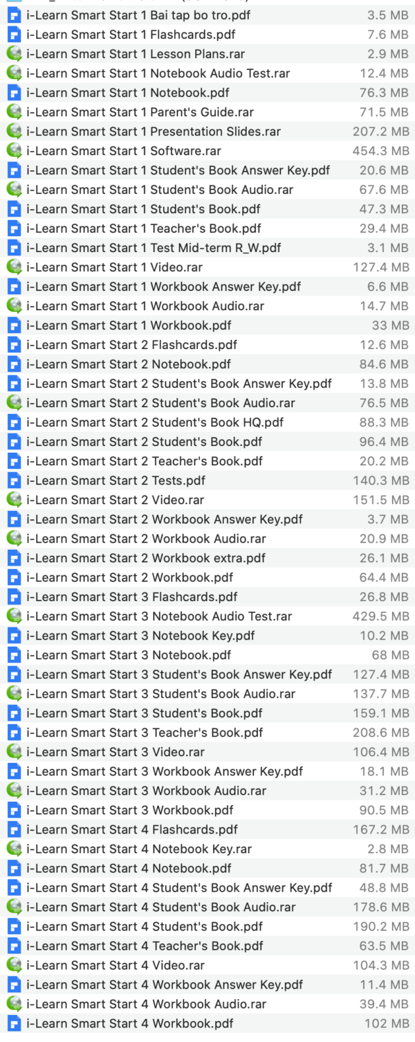 Ebook Tiếng Anh i-Learn Smart Start 1,2,3,4 Pdf Audio Video