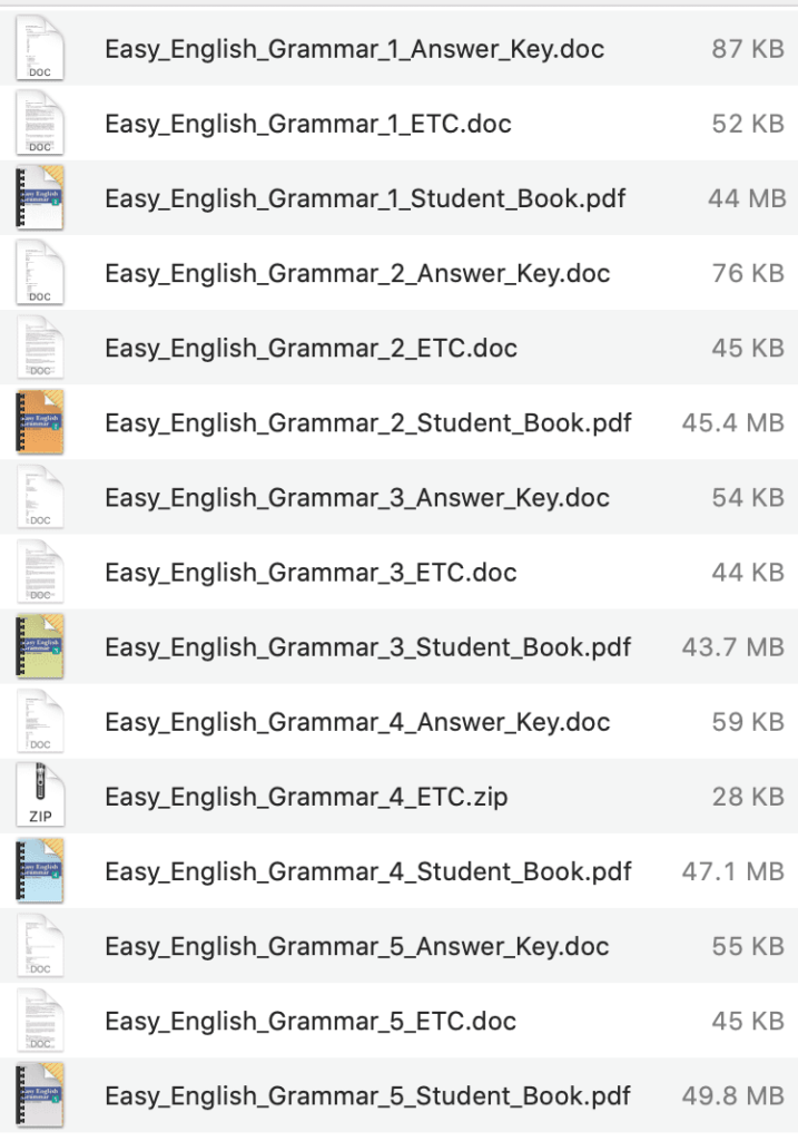 Download Easy English Grammar Pdf Resources (Pre A1 / A2)